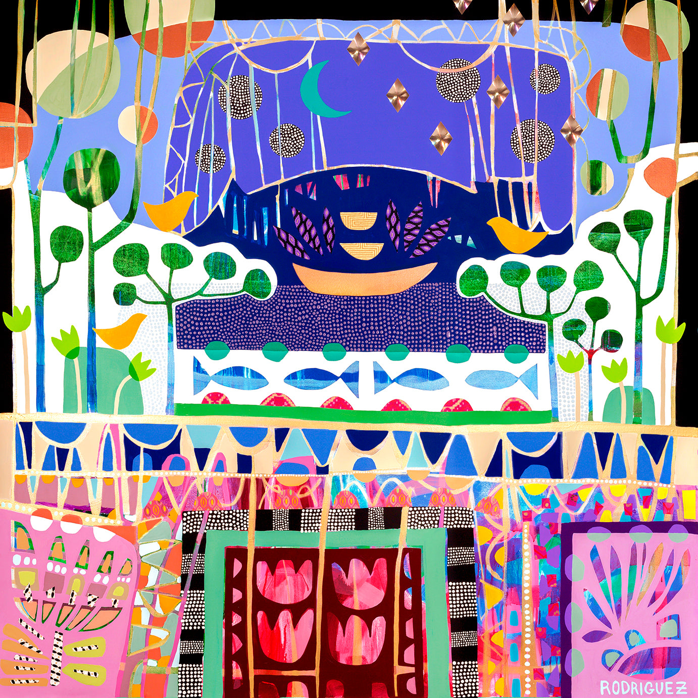 Abstract Canvas Print with Boat & Water by Marianne Angeli Rodriguez ...